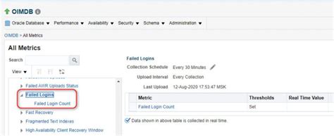 the failed logins metric query is very slow because of sys aud table
