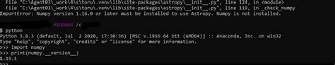 Python Numpy Is Installed But Astropy Says Numpy Is Not Installed