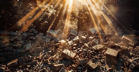 Sunlight Beams Through A Cloud Of Smoke And Debris Illuminating A