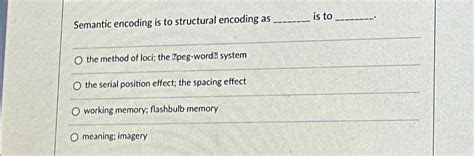 Solved Semantic Encoding Is To Structural Encoding As Is