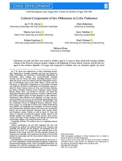 pdf cultural components of sex differences in color preference