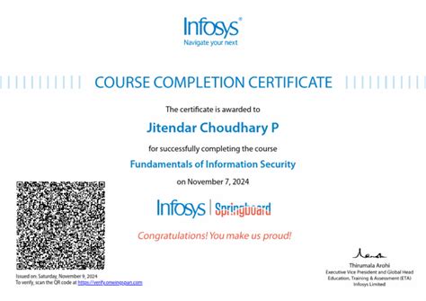 Information Security Course Certificate Pdf
