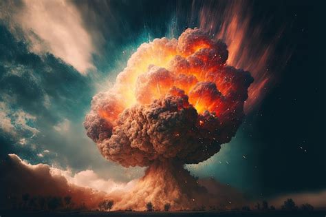 Premium Ai Image A Massive Explosion Spews Smoke And Fire
