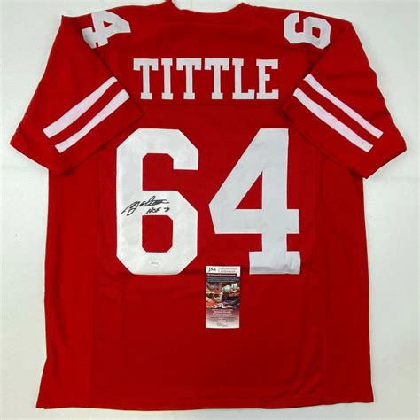 Autographedsigned Ya Ya Tittle Hof 71 64 San Francisco Red Jersey