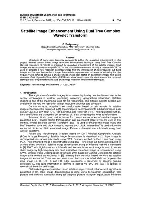 Satellite Image Enhancement Using Dual Tree Complex Wavelet Transform Pdf
