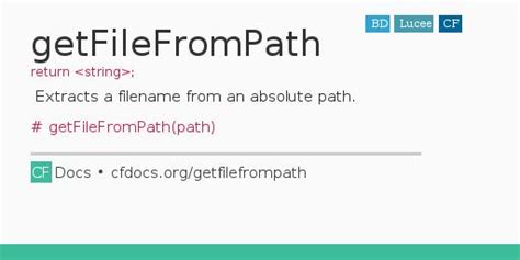 getfilefrompath code examples and cfml documentation