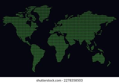 World Map Shown Binary Code Pattern Stock Vector Royalty Free 2410390417 Shutterstock