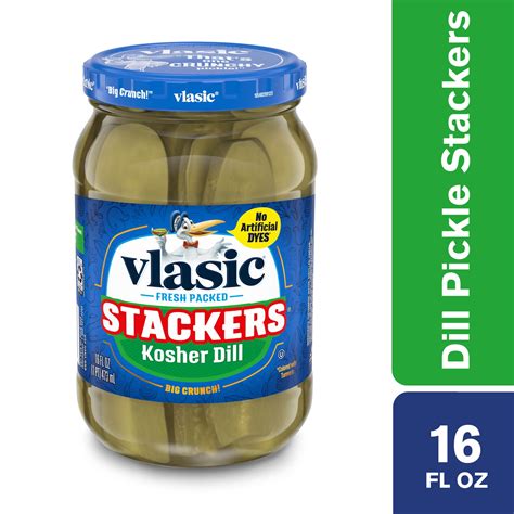 Vlasic Dill Pickle Sandwich Stackers Kosher Dill Pickles 16 Fl Oz Jar