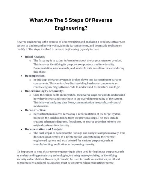 What Are The 5 Steps Of Reverse Engineeringpdf Computing Technology And Computing