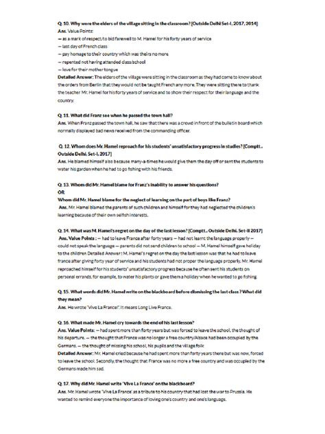 The Last Lesson Analysis 1 10 Pdf