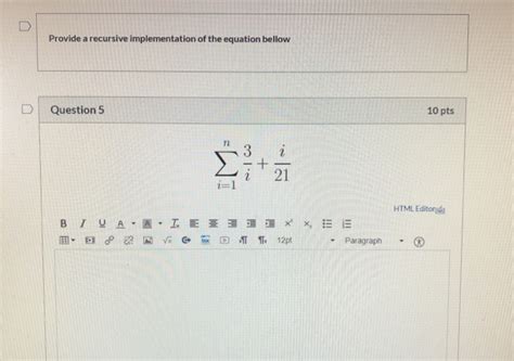 Solved Provide A Recursive Implementation Of The Equation Chegg