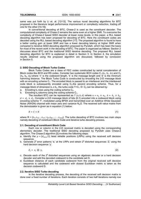 Reliability Level List Based Iterative Siso Decoding Algorithm For