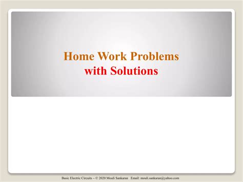 Basic Electric Circuits Session 5 Homework Problems Ppt