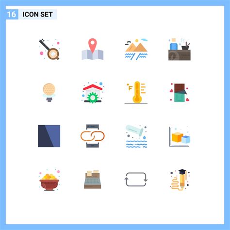 16개의 호텔 픽토그램으로 구성된 모바일 인터페이스 플랫 컬러 세트 영상 콜라주 온천 Png 일러스트 및 벡터 에 대한 무료 다운로드 Pngtree