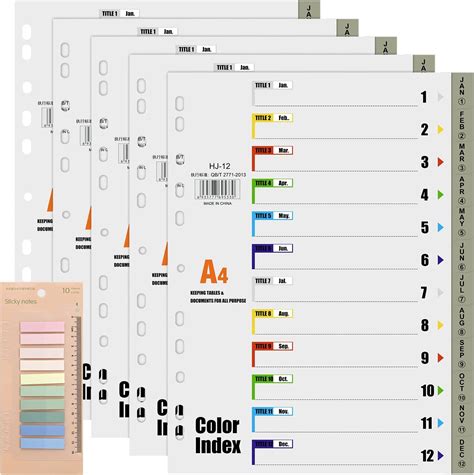 A4 File Dividers 12 Part Index Jan Dec 5 Pack A4 Plastic Subject Dividers For Ring Binders A4 File Dividers 12 Part Index Jan Dec 5 Pack A4 Plastic Subject Dividers For Ring Binders
