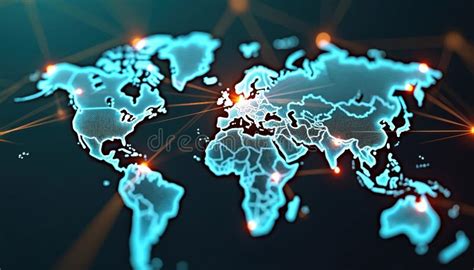 World Map Hologram Illustrates Global Supply Chain Trade Transport Logistics Network