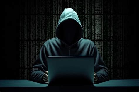 Premium Photo Anonymous Hacker With White Hoodie Typing Computer Laptop Generative Ai