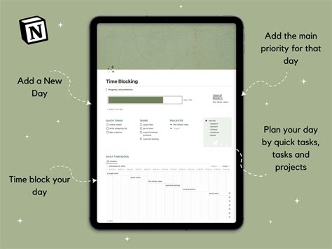 Notion Time Blocking Template Notion Template Notion Etsy Uk