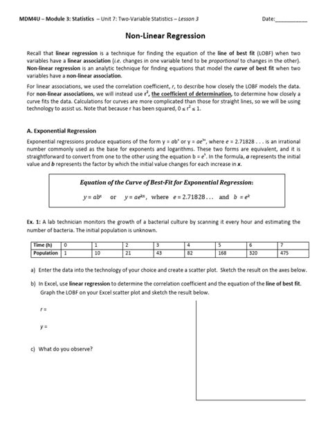7 3 non linear regression pdf linear regression regression analysis