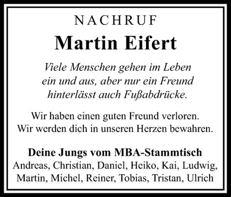 Traueranzeigen Von Martin Eifert Mittelhessen Gedenktde