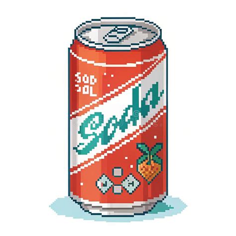 8 Bit Pixel Art Soda Can With Nostalgic Video Game References Stock