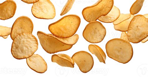 A Bunch Of Chips Falling In The Air 57452306 Png