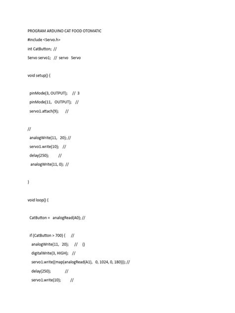 Program Arduino Cat Food Otomatic Pdf Technology And Engineering