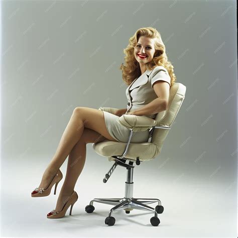 Premium Photo A Woman Sitting In A Chair With Her Legs Crossed