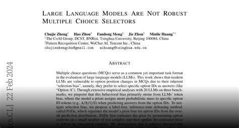 Paper Page On Large Language Models Selection Bias In Multi Choice Questions