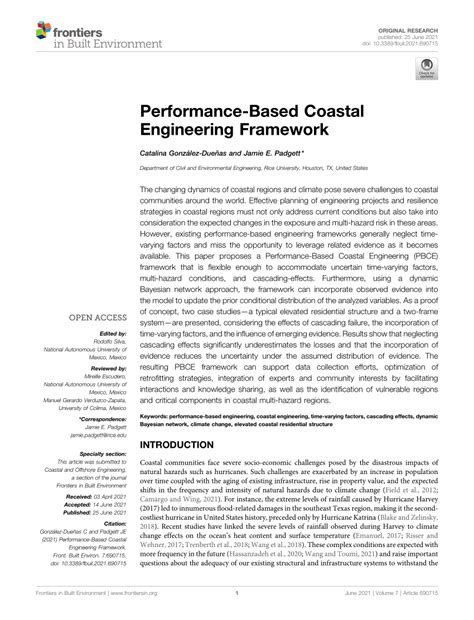 Pdf Performance Based Coastal Engineering Framework