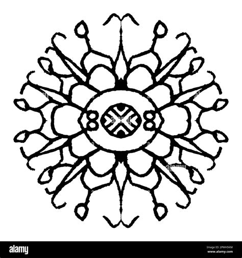 Linear Art Radial Symmetric Star Isolated Black And White Symbol Stock