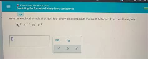 Solved O ATOMS IONS AND MOLECULES Predicting The Formula Of Chegg