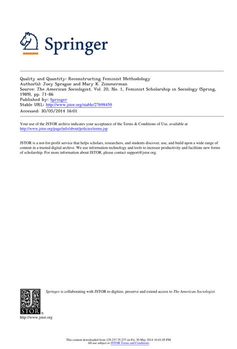 Pdf Quality And Quantity Reconstructing Feminist Methodology