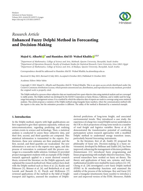 pdf enhanced fuzzy delphi method in forecasting and decision making