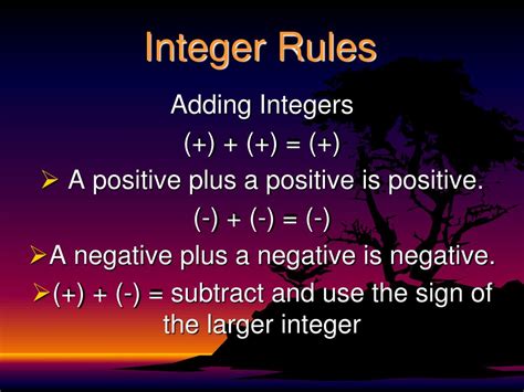 Adding Integers Rules