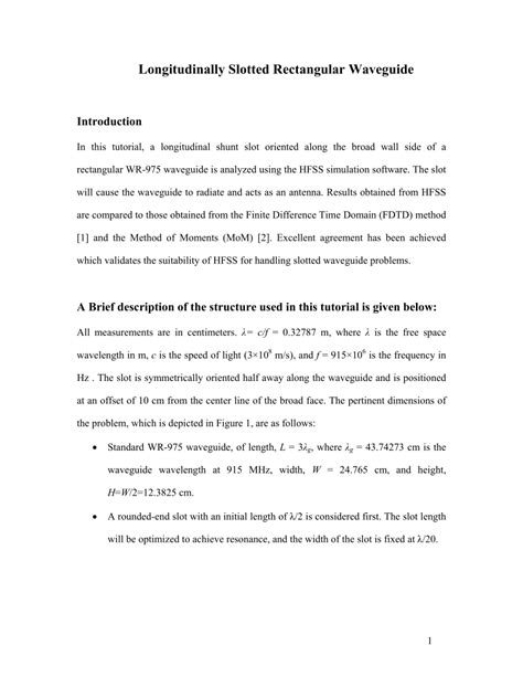 PDF Slotted Waveguide Tutorial Using HFSS