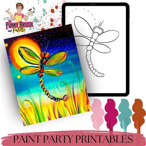 Dragon Fly Paint Party Printable Diy Painting Template And Tracer For