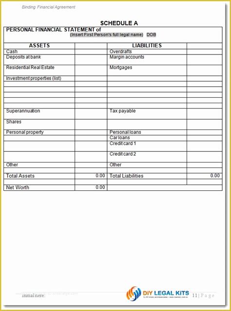 Marital Balance Sheet Template