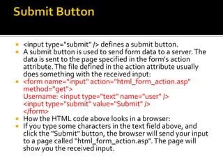 Designing Web Pages Html Forms And Input PPTX Web Design And HTML Internet