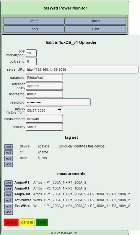 Adding A New Measurement To Influxdb Uploader Iotawatt User Community