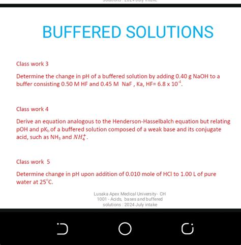Buffered Solutions Class Work 3 Determine The Studyx Buffered Solutions Class Work 3 Determine The Studyx