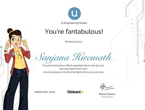 Sanjana Hiremath On Linkedin Recognition At Globant Appreciationpost Gratitude