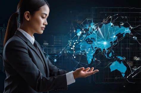 premium photo white robot on blurred background using digital triangle exploding sphere