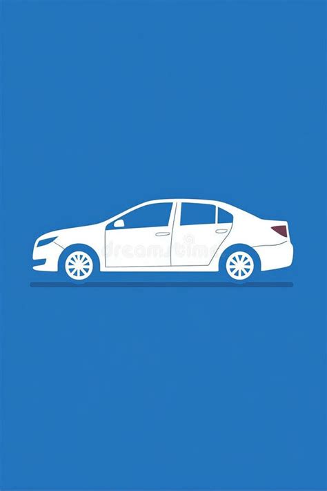 Minimalist Car Icon White On Blue Stock Illustration Illustration Of