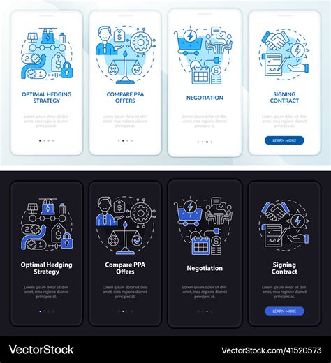 Ppa Work Night And Day Mode Onboarding Mobile App Vector Image
