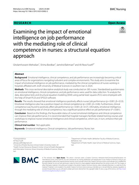 Pdf Examining The Impact Of Emotional Intelligence On Job Performance With The Mediating Role