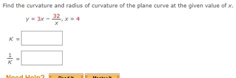 Solved Find The Curvature And Radius Of Curvature Of The Chegg