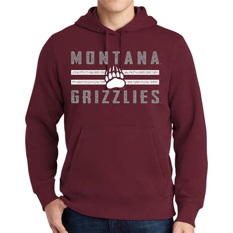 Montana Grizzlies Lines And Paw Fleece Pullover Hooded Sweatshirt