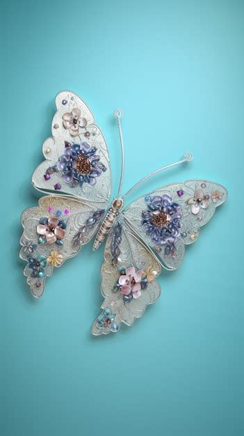 Premium Photo A Butterfly Made Of Glass And Silver Beads