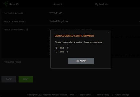 Unrecognised Serial Number Razer Insider